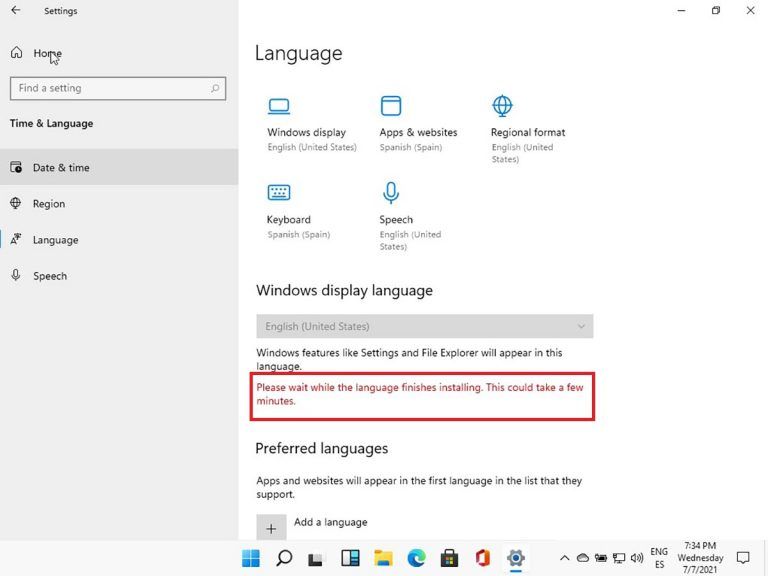 How to change the language Windows 11 and put Spanish