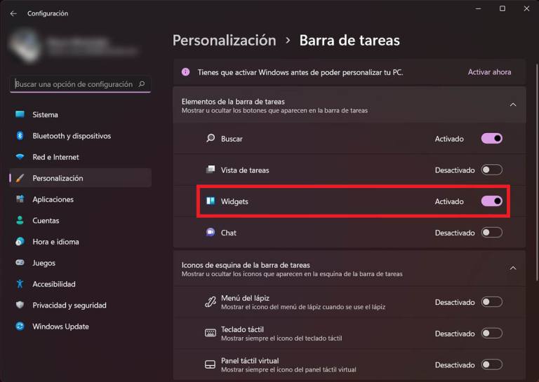 Cómo desactivar el menú de Widgets en Windows 11