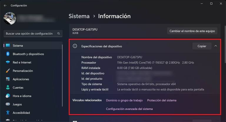 Cómo ver las especificaciones de tu PC en Windows 11
