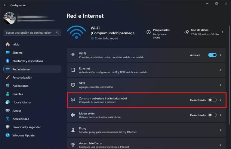 Cómo compartir Internet con tu ordenador en Windows 11