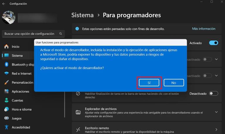 Cómo habilitar el modo para desarrolladores en Windows 11