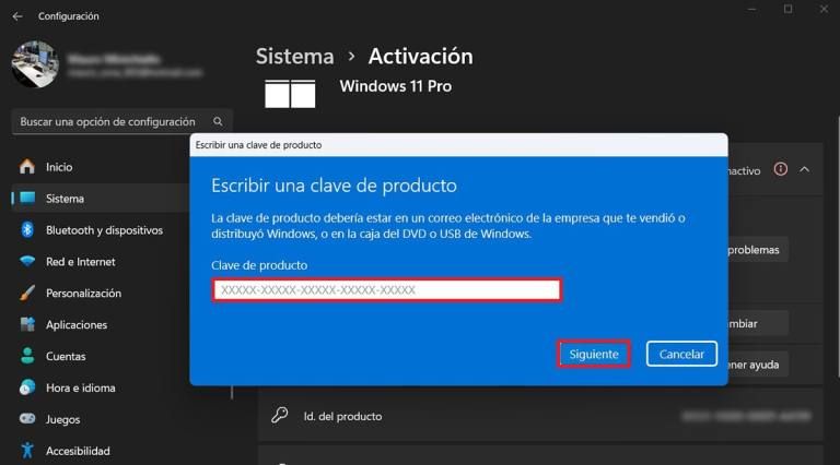Cómo cambiar la clave de activación de Windows 11