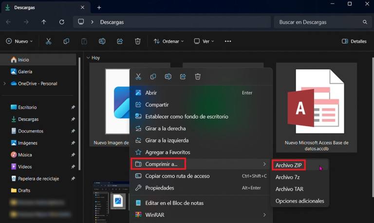 Cómo comprimir archivos en ZIP en Windows 11 sin programas